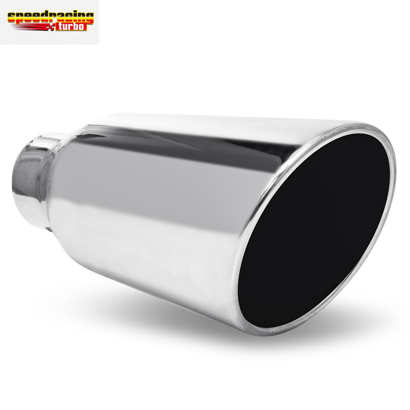 15" L Slant Exhaust Pipe 5" Inlet 6" Outlet Chrome Muffler Digonal Cut ...
