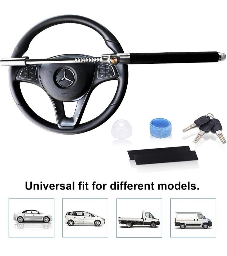 120dB Alarm Car Lock Tevlaphee Steering Wheel Lock With Loud Alarm ...
