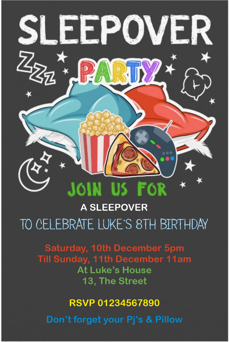 Invitations For Boy Sleepover Party Slumber Party Invitation,