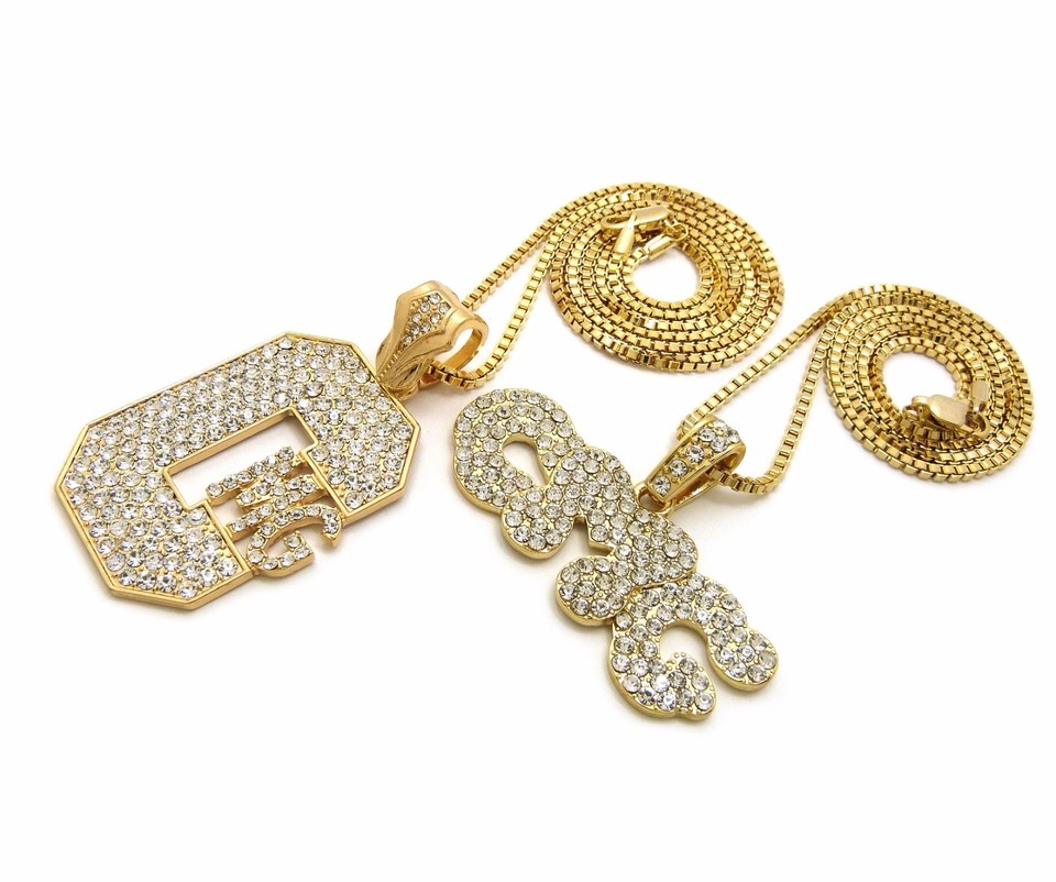 NEW CMG DOUBLE PENDANT & BOX CHAINS HIP HOP NECKLACE SET - RC2745 | eBay