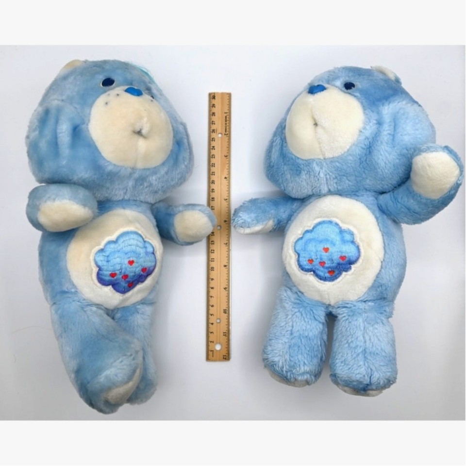Vintage Care Bears Grumpy Bear Pair Blue Plush 13” 1983 Rain Cloud ...