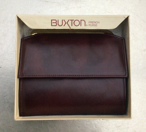 New Vintage 1970’s BUXTON BURGUNDY LEATHER FRENCH PURSE Wallet Coin ...