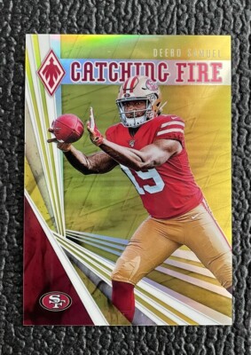 🔥DEEBO SAMUEL 2019 PHOENIX CATCHING FIRE YELLOW ROOKIE REFRACTOR #'d ...