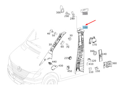 NEW MERCEDES-BENZ SPRINTER W906 RIGHT B PILLAR TRIM A90669259007J69 ...