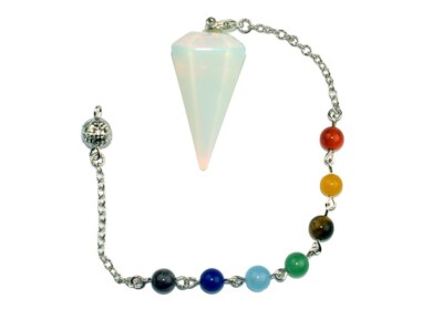 Pendulum Opalite Faceted Stone Cone With Chakra Chain | eBay
