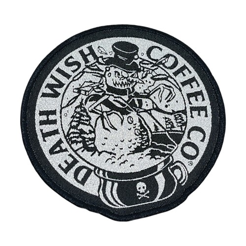Death Wish Coffee Patch Evil Snowman Embroidered Iron-On Round Black ...