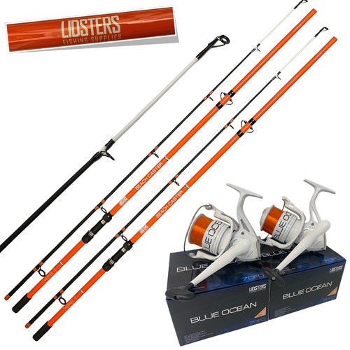 2 x LFS Beachcaster Sea Fishing Rods 12ft 2pc + LFS Blue Ocean 70 Reels ...