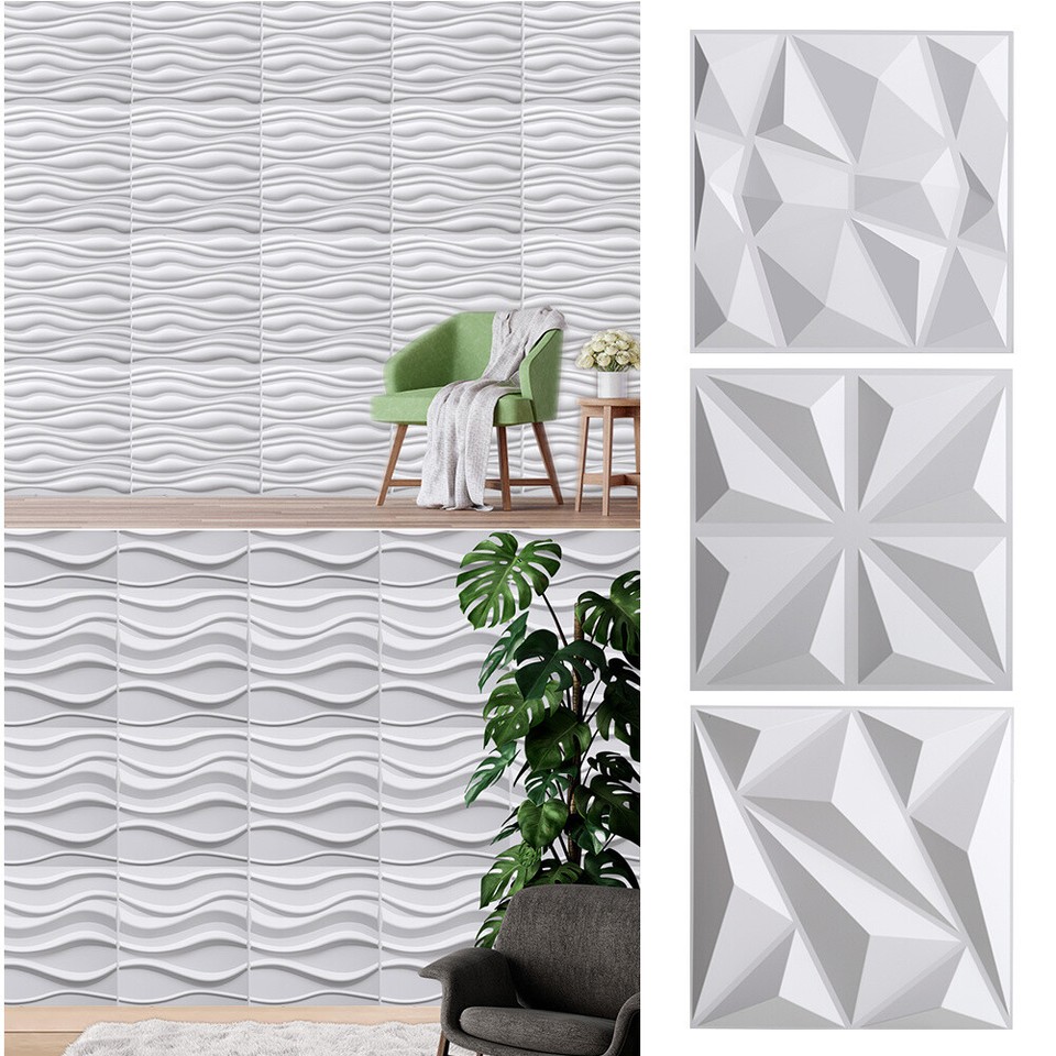 12/24pc Modern Decor Wall Panel 3D Effect Wall Decor PVC Panels ...