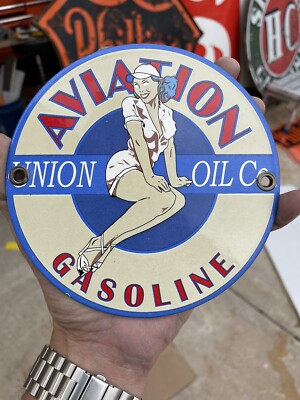 Vintage Union Oil Porcelain Metal Gasoline Aviation Gas Sign 6” | eBay