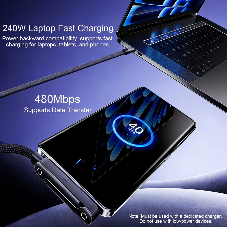 240W Super Fast Charging-Invisible Holder Charger Cable w/Stand Built ...