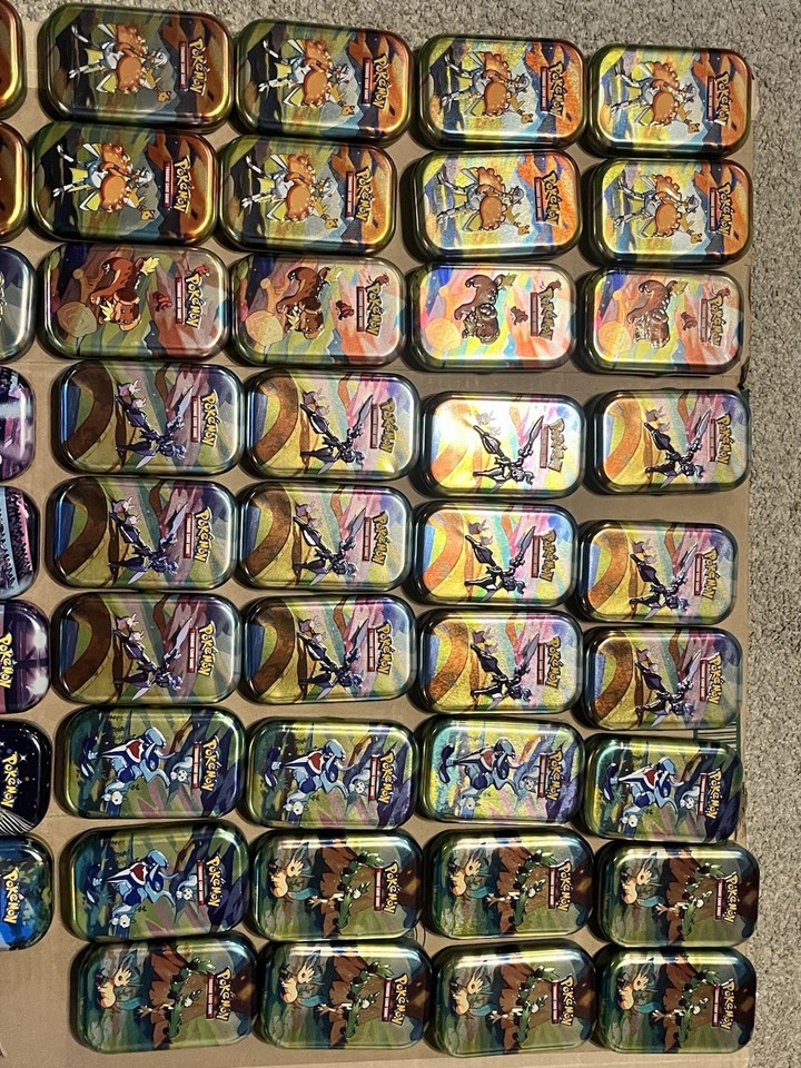 Big Lot Of Empty Pokémon Tins - Empty (tin only) Various (64 total tins ...