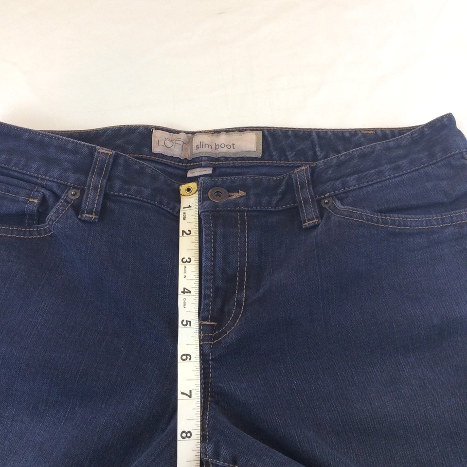 Loft Womens Jeans Boot Cut Slim Mid-Rise Dark Wash inseam 29 Button ...