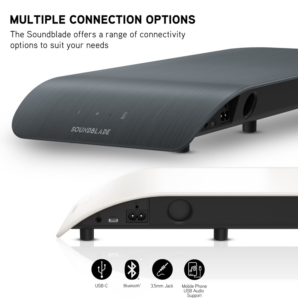 BlueAnt - Soundblade 2.1 Channel Bluetooth 5.3 Under Monitor Soundbar ...