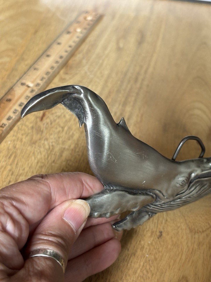 Vintage 1979 Humpback Whale Pewter Belt Buckle 6.25" x 2.75 ...