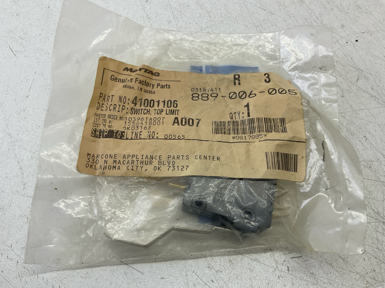 Genuine OEM Maytag 41001106 Trash Compactor Electric Directional Switch ...