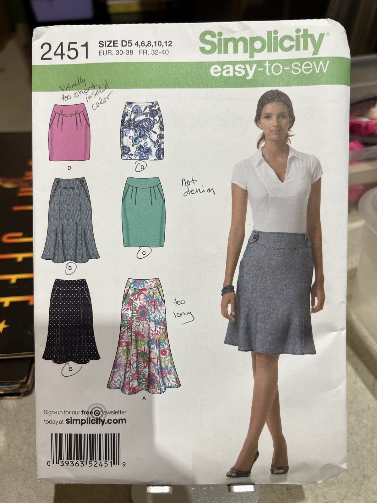 Simplicity 2451, Misses' Skirts in 2 Lengths, Size D5 (4-6-8-10-12 ...