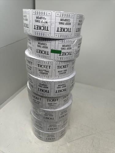 Raffle Tickets Double Roll 2000 White/Lot of EIGHT rolls/FREE SHIPPING ...