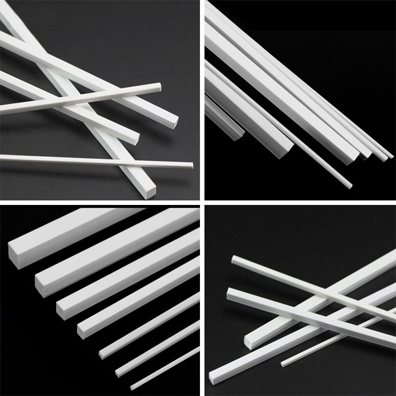 250mm White ABS Styrene Plastic Strip Tube Bar Rods Square Rod 0.5mm ...