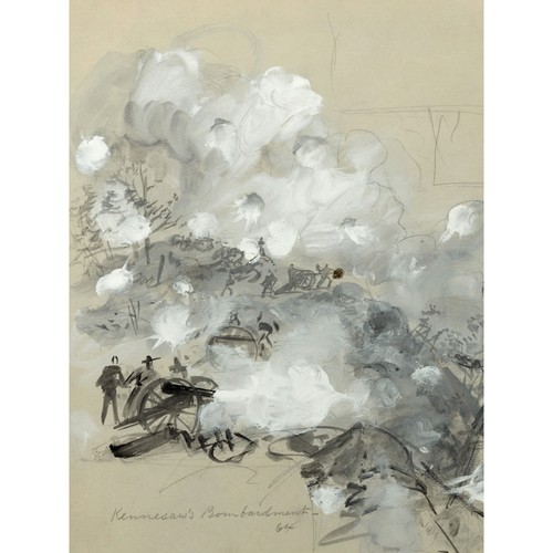 Waud Kennesaw's Bombardment Us Civil War Painting XL Wall Art Canvas ...
