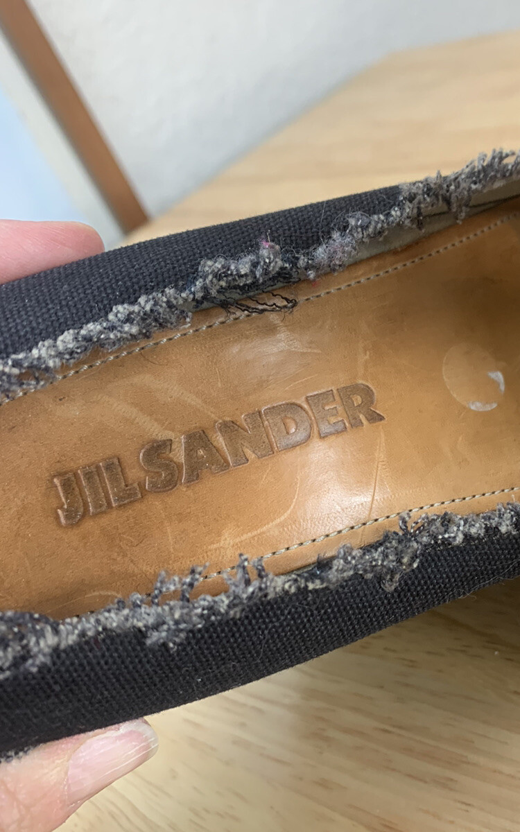 Jill Sander Wedge Platform Pumps Navy Linen US 9 EU 3… - Gem