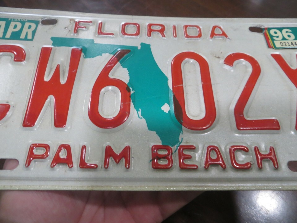 FLORIDA EXPIRED LICENSE PLATE PALM BEACH FLORIDA 1996 | eBay