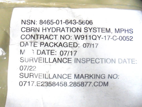 NEW CBRN HYDRATION SYSTEM, MPHS (NSN: 8465-01-643-5606) | eBay