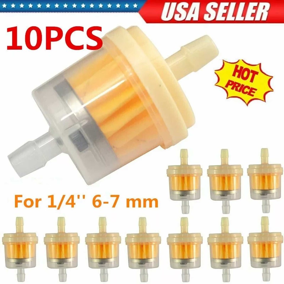 10PCS Motor Inline Gas Oil Fuel Filter Small Engine For 1/4'' 5/16 ...