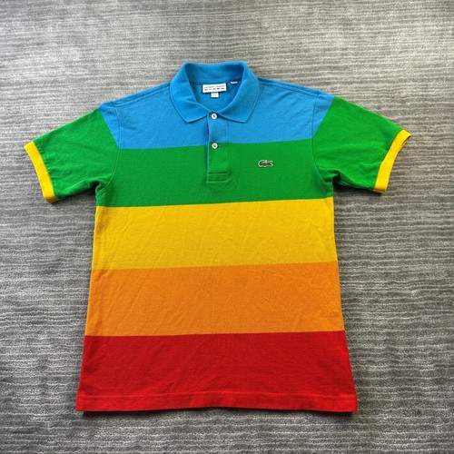Lacoste Polo Shirt Mens Small Multicolor Polaroid Rainbow Logo | eBay