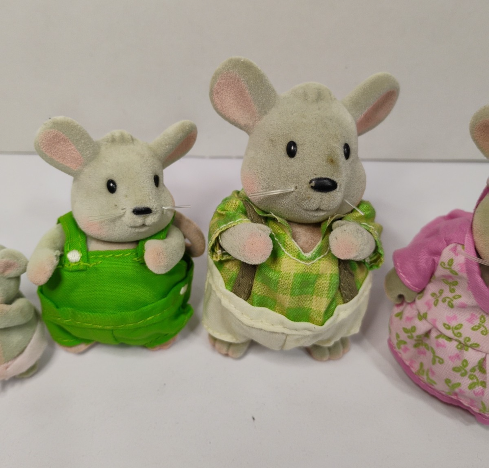 Calico Critters Woodsy Curly Tail Flocked Mice Family 4 | eBay