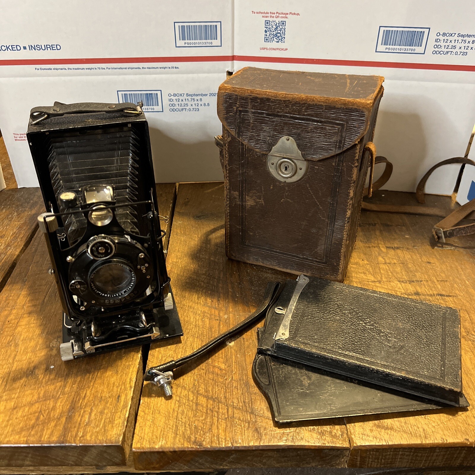 Superb Vintage Voigtlander Compur Camera With Original Case F= 13.5cm 4 ...