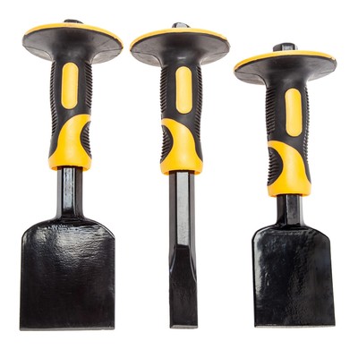 XTrade Guarded Bolster and Cold Chisel Set 3 Piece Hardened Steel ...