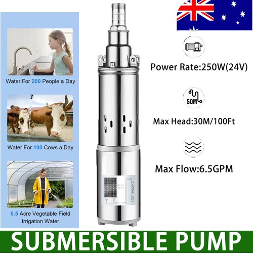 3" DC Screw Solar Bore Pump Submersible Deep Well Hole S/Steel 24V ...
