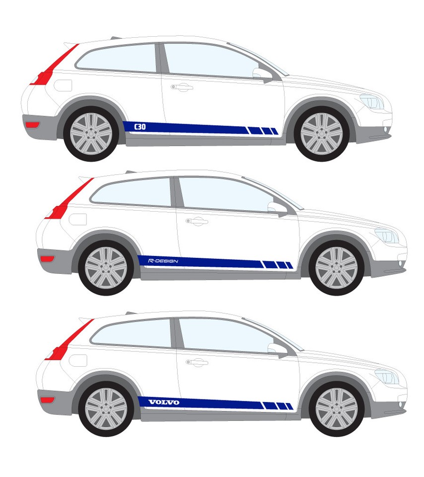 VOLVO C30 R DESIGN SIDE STRIPES GRAPHICS DECALS | eBay UK