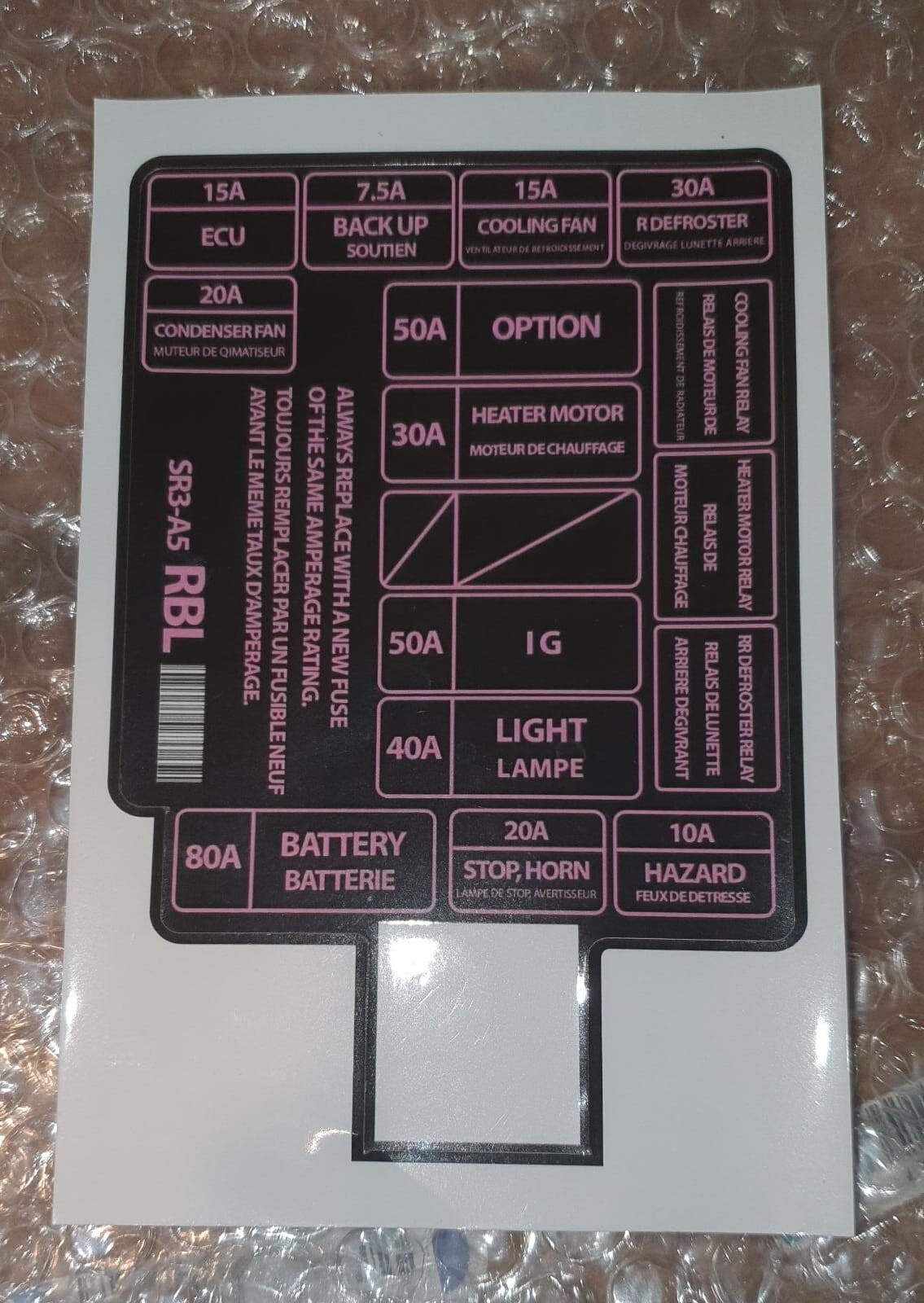 Honda Civic 91-95 SR3 SR4 USA Fuse Box Sticker Decal Replacement | eBay