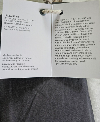 The Threadery Pima Cotton 1000 Thread Count European Pillow Sham in ...