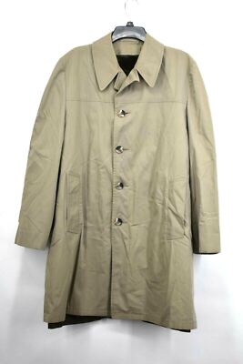 Johnny Carson Mens Tan Button Front Collared Long Trench Winter Coat Sz ...