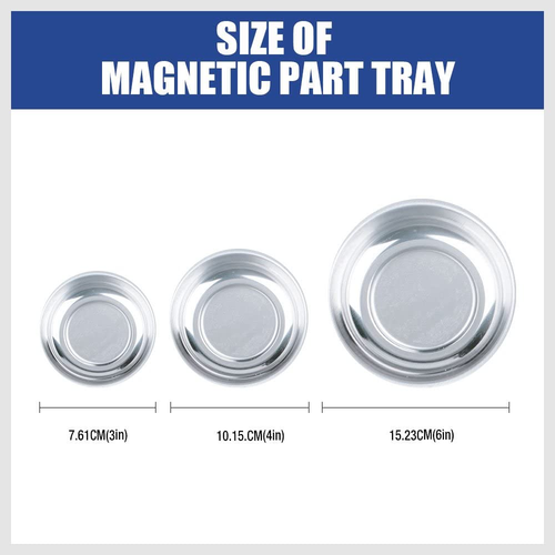 Magnetic Tray Set 3Pc Stainless Steel Round Parts Holder 3in 4in 6in ...