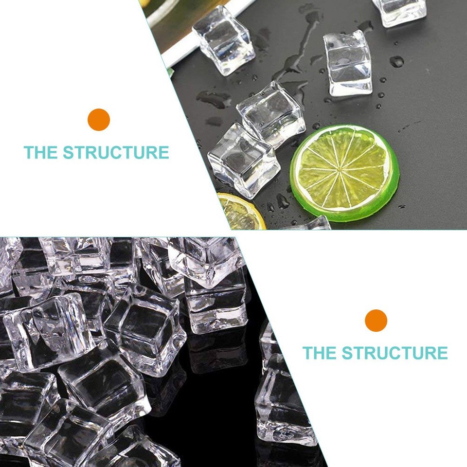 100 Pcs Fake Ice Cubes Clear Reusable Acrylic Ice Cube for Centerpiece ...