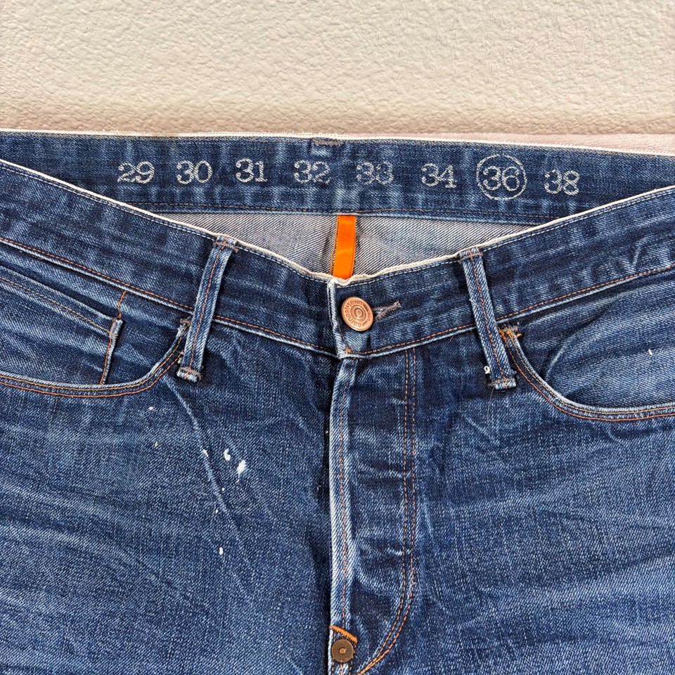 Vintage Earnest Sewn Selvedge Denim Jeans Men 36x34 Blue Distressed ...