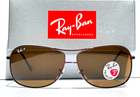 NEW RAY BAN Bronze 64mm Aviator POLARIZED Brown lens Sunglass RB3267 | eBay