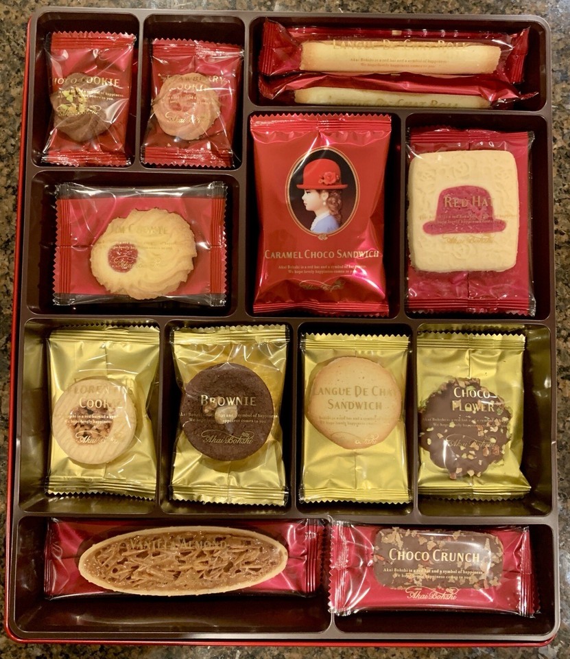 Red Hat Gift Cookies Box by Akai Bohshi 12 Kinds 43pcs Japan Product ...