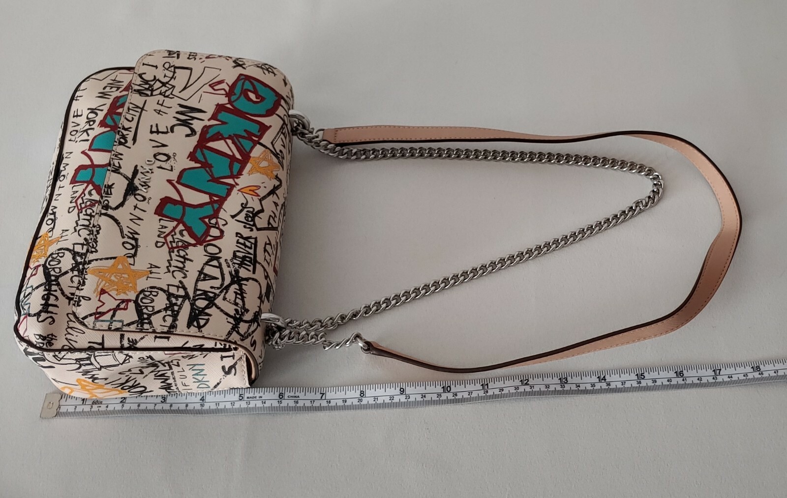 DKNY Crossbody/Shoulder Logo Cream Graffiti Chain Str… - Gem