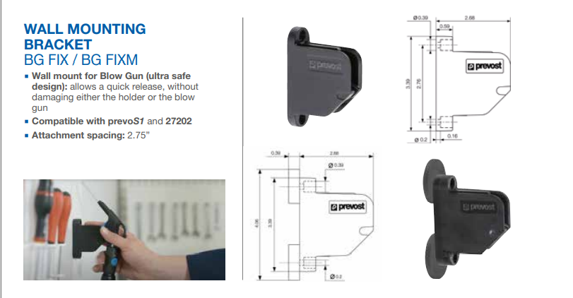 PREVOST BG Fix Wall Mounting Bracket For PrevoS1 Blow Guns | eBay