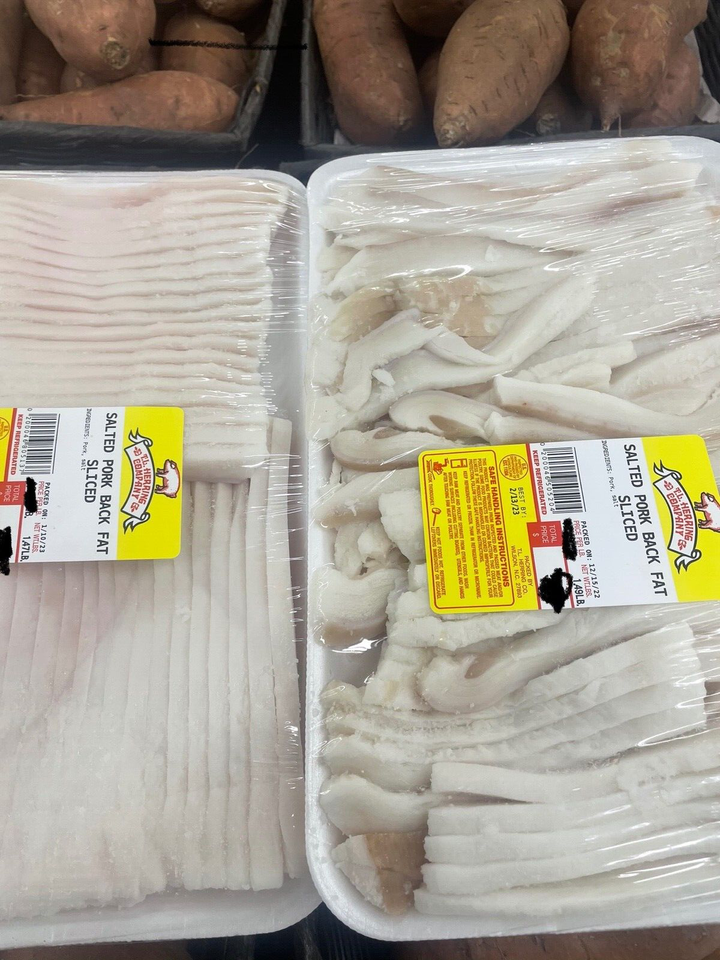Salted Pork SLICED Fatback, 3 POUNDS Country Food , Soul Food, READ ...