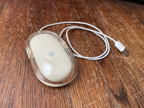 Genuine Apple Macintosh Pro Mouse M5769 White Clear USB Wired Optical ...