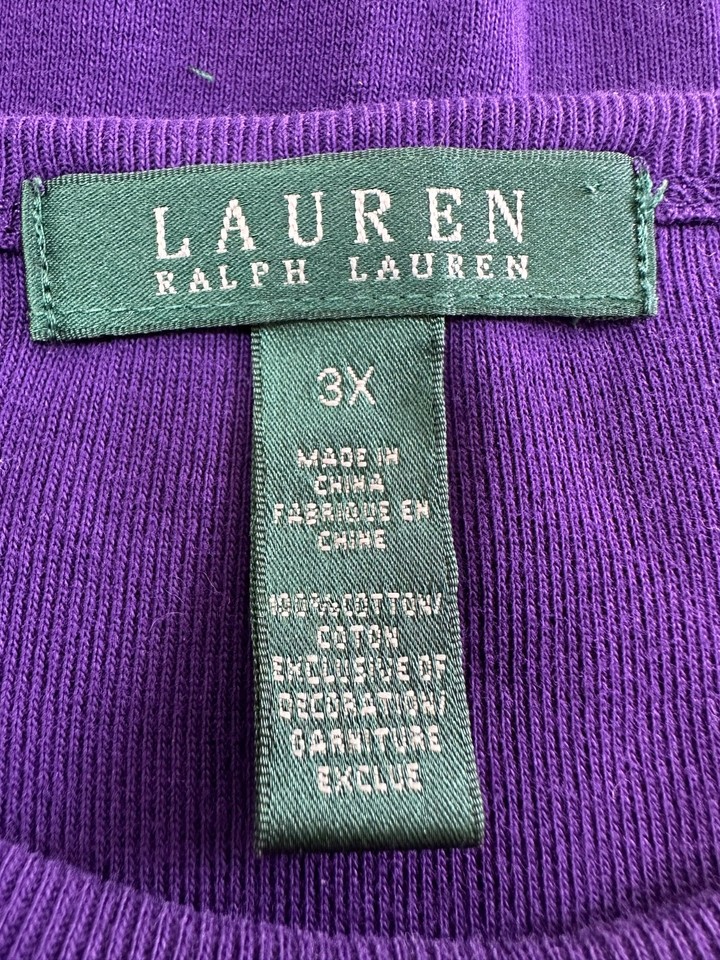 Lauren Ralph Lauren Women Plus SZ 3X Long Sleeve Shirt Royal Purple ...