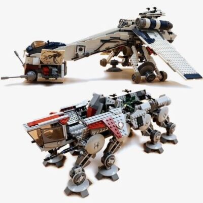 Brick Star Wars Republic Brick Dropship With AT-OT Walker Building 1758 ...