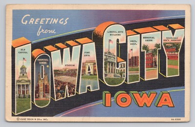 Postcard Greetings From Iowa City Iowa Large Letter Multi View | eBay