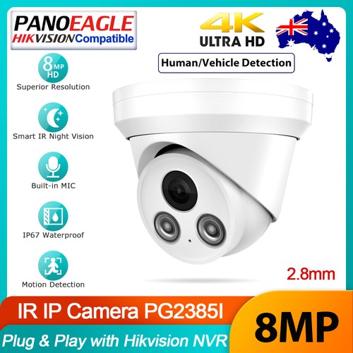 Hikvision Compatible 4K 8MP IR POE Dome IP Camera MIC Human/Vehicle ...