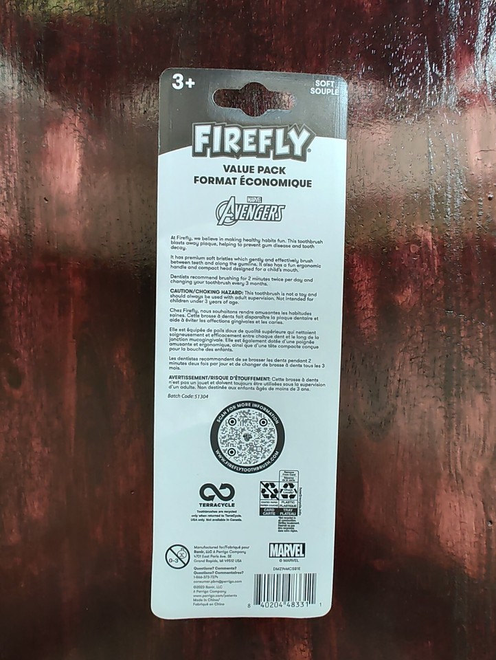 Firefly Marvel Avengers 3pk Toothbrush Captain America Iron Man Black ...